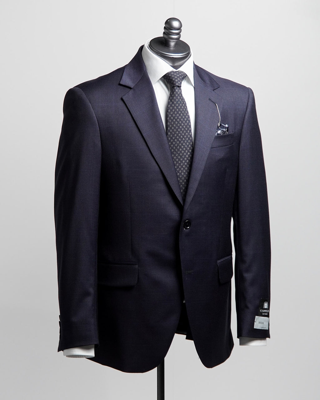 Coppley Navy & Black Stretch Super 110's Wool Prince of Wales Suit ...
